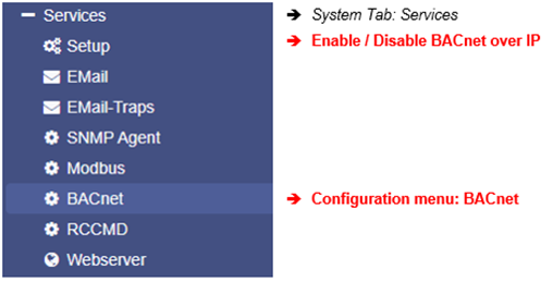 CS141 BACNET settings – Generex